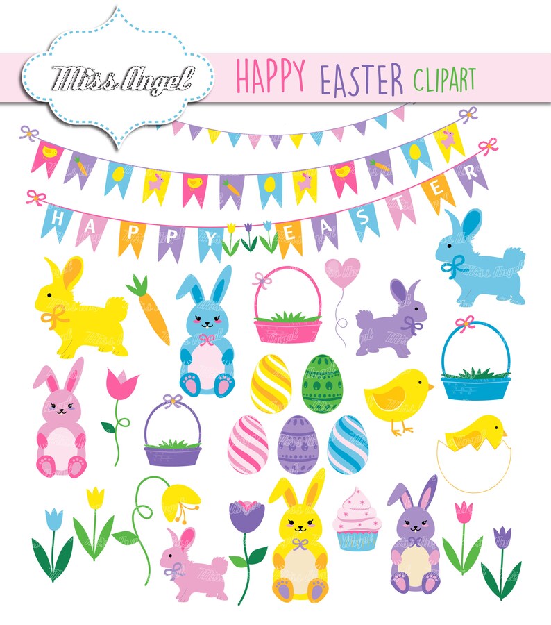 Easter Clipart Bundle. Clip Art. Happy Easter Clip Art. Easter Bunny ...