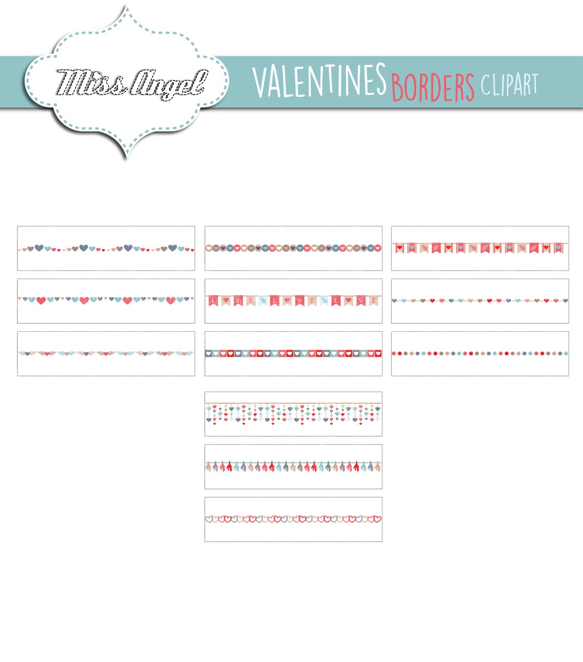 Valentines Day Borders Clipart. Banners for Valentine. Valentines ...