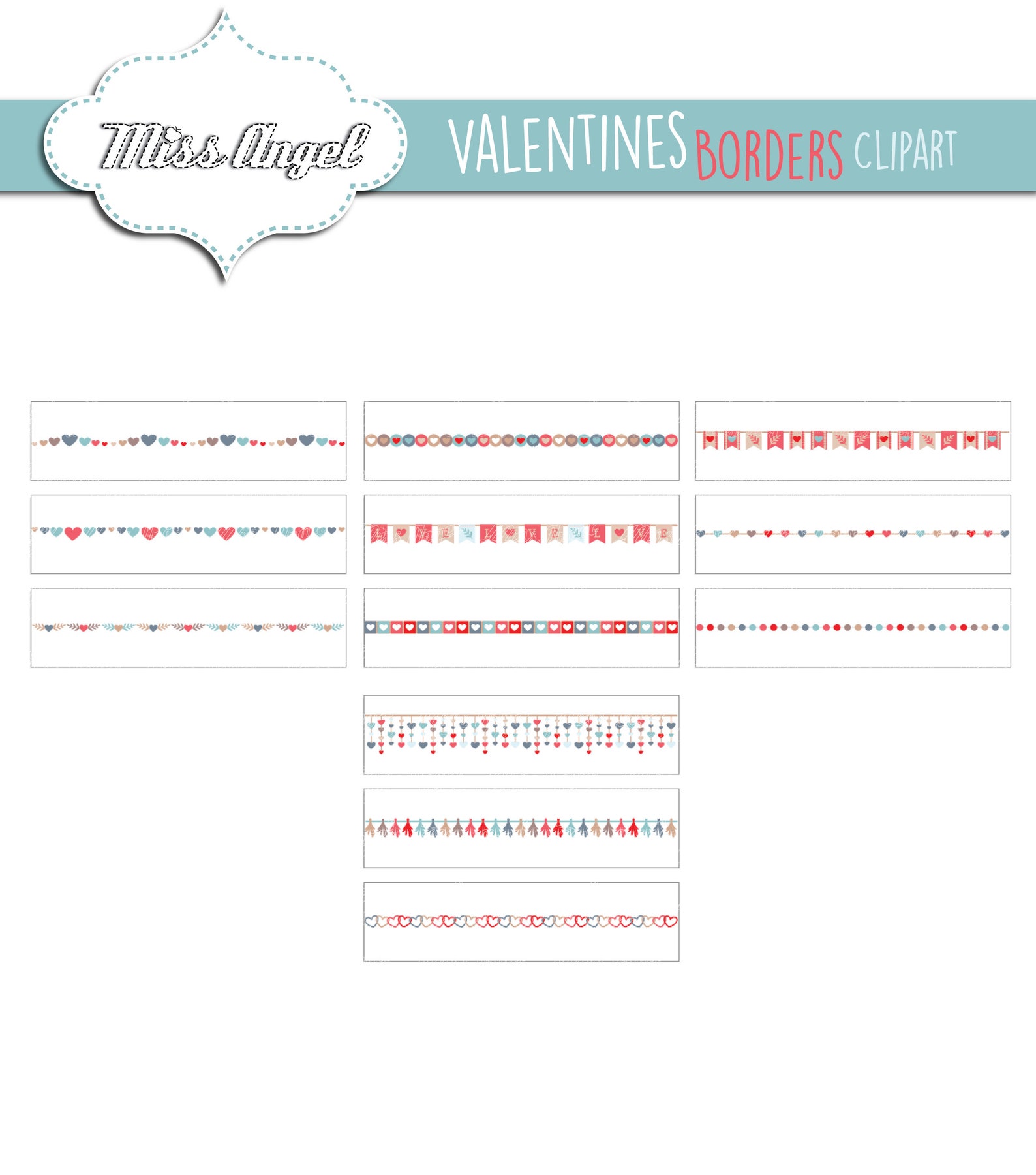 Valentines Day Borders Clipart. Banners for Valentine. Valentines ...