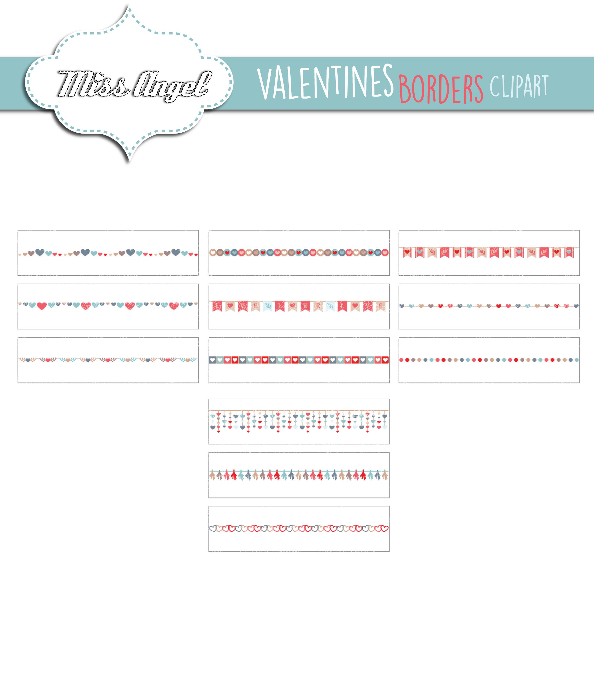 Valentines Day Borders Clipart. Banners for Valentine. Valentines ...