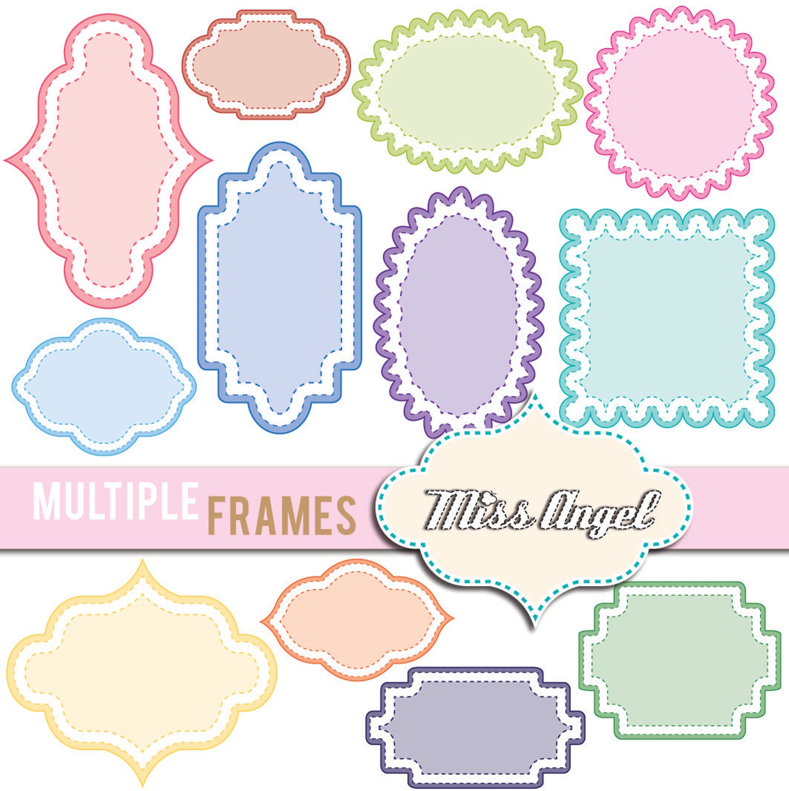 Frames Clipart. Pastel Tones Frames Clipart. Pastel Digital - Etsy
