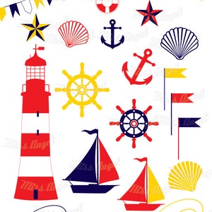 Nautical Clipart. Nautical Digital Scrapbook Set 23 Elements ...