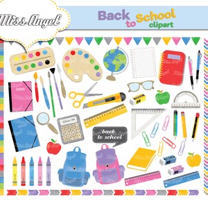 School Supplies Clipart. Back to School CLIPART. Digital School ...
