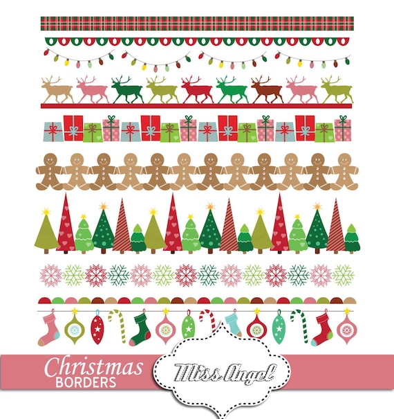 Digital Christmas Borders Clip Art Red Green Blue. Small - Etsy