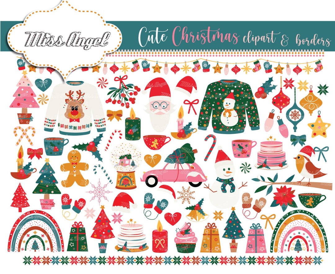 Cute Christmas CLIPART Set. Christmas Borders. Christmas Party Décor ...