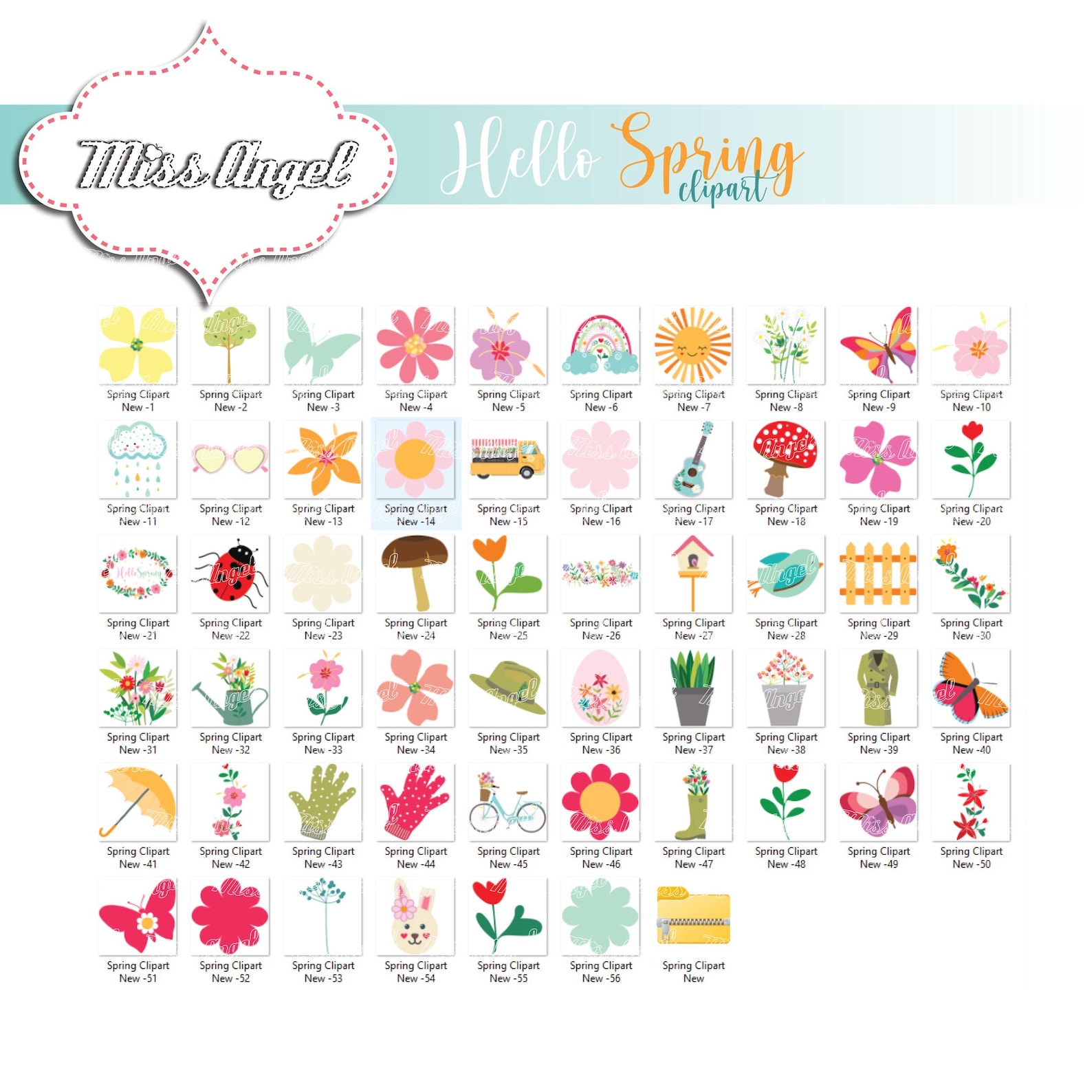 Spring Clipart Bundle. New Spring Garden Digital Set. Cute Flowers ...