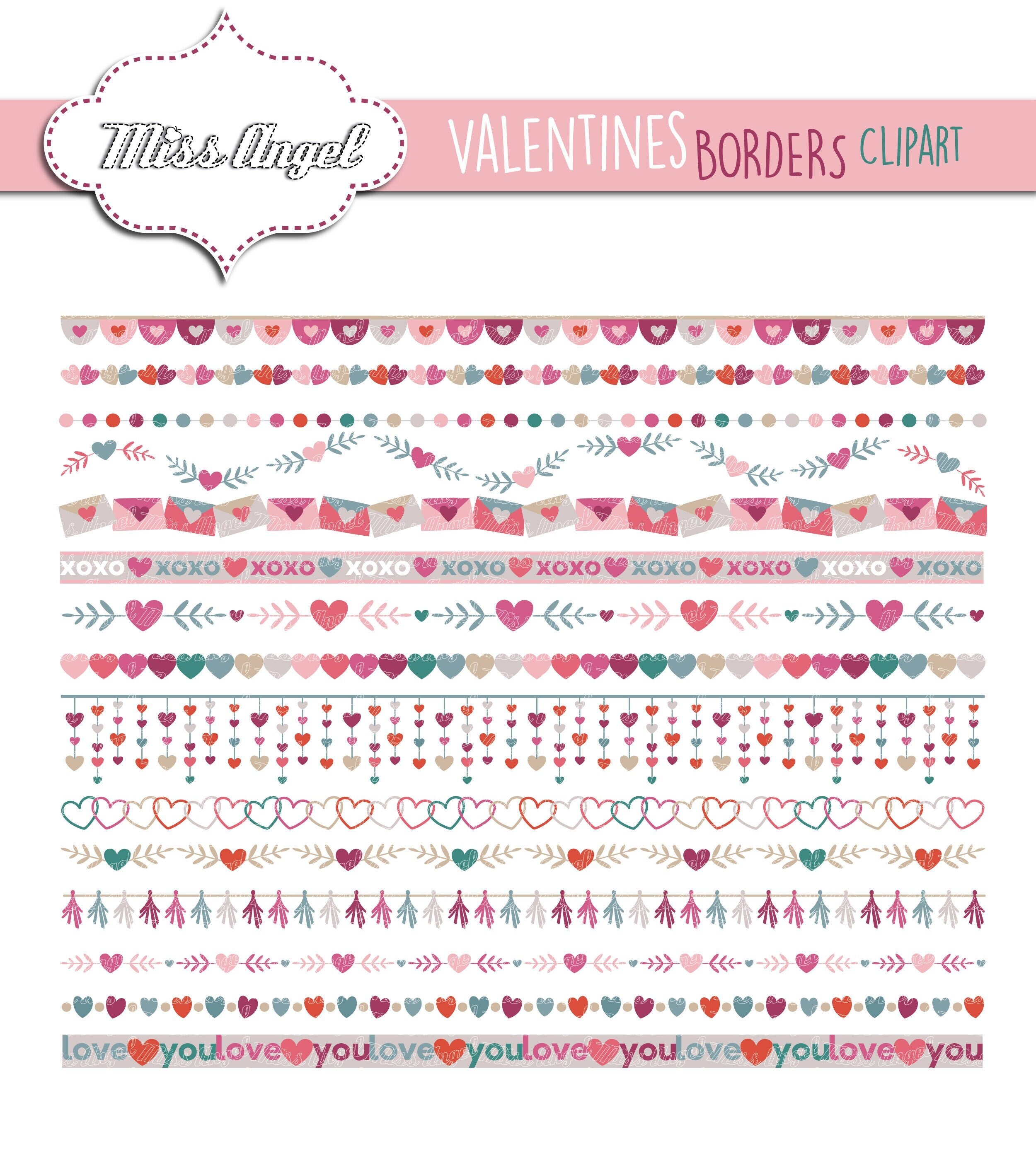 Valentines Day Borders Clipart. Valentine Ribbons Clip Art. 15 Romantic ...