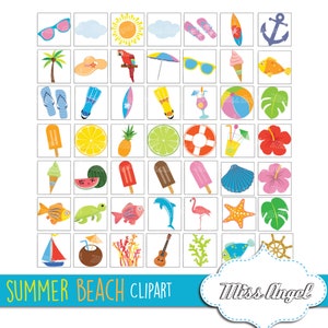 Summer Beach Clipart Set. Hawaii Surf Tropical Clip Art. Surfboards ...