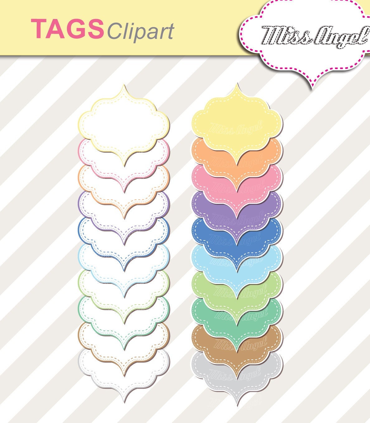 TAGS Clipart, 20 Digital Labels Clip Art. Printable Frames Digital Tags ...