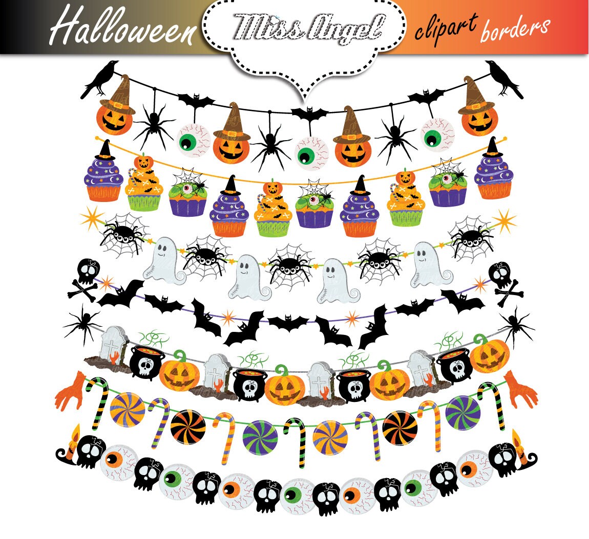 Halloween Bunting Banners Clipart. Cute Halloween Borders Clip Art ...