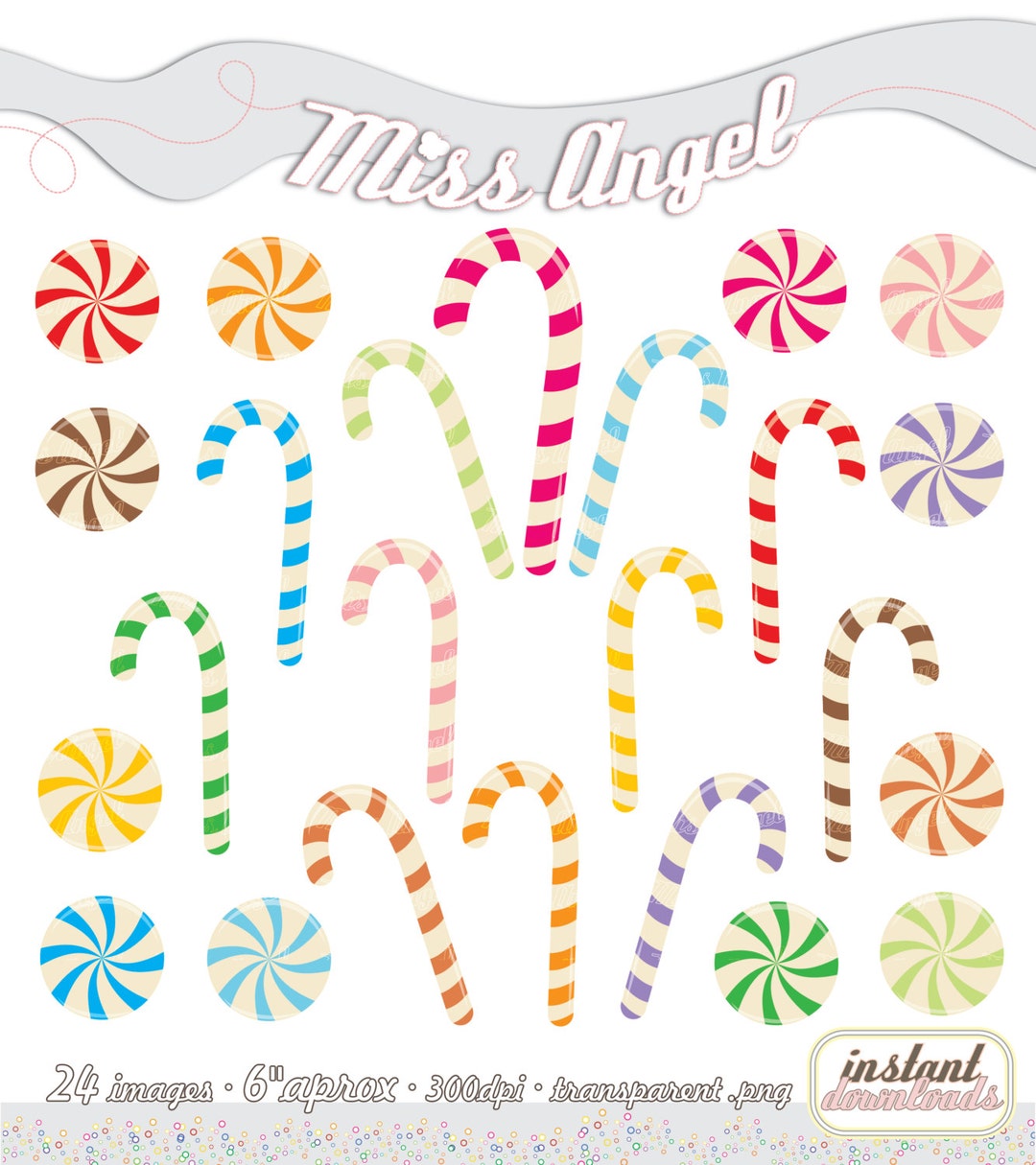 Christmas Candy CLIPART. 24 Digital Sweet Candies Clip Art. Christmas ...