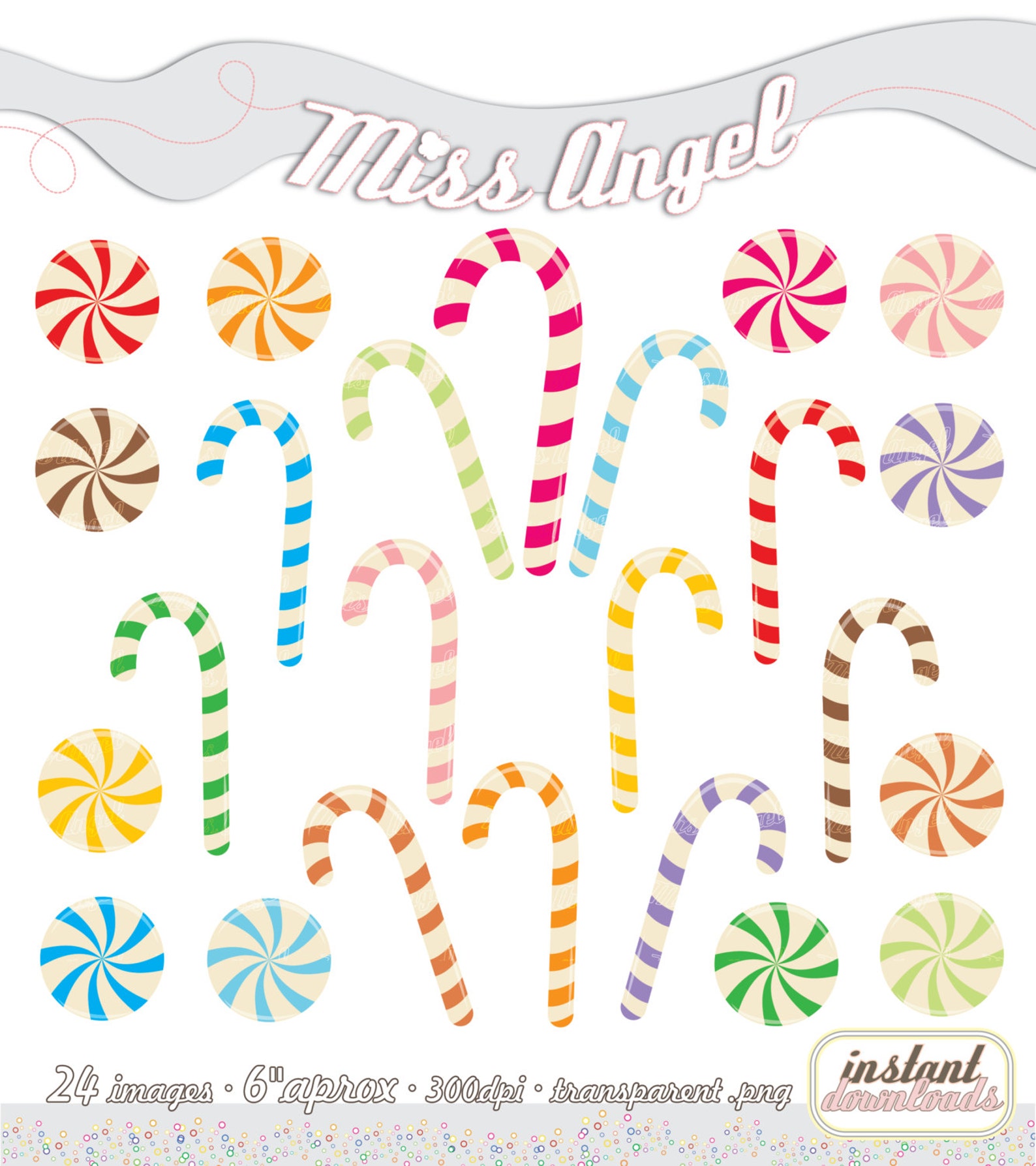 Christmas Candy CLIPART. 24 Digital Sweet Candies Clip Art. Christmas ...