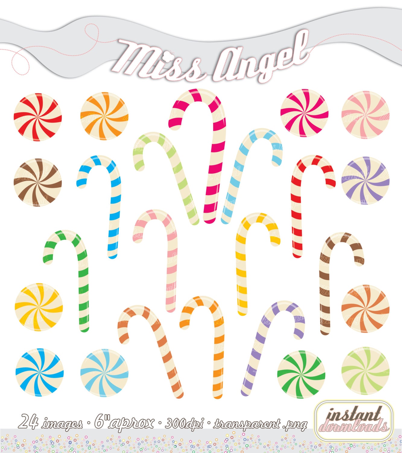 Christmas Candy CLIPART. 24 Digital Sweet Candies Clip Art. Christmas ...