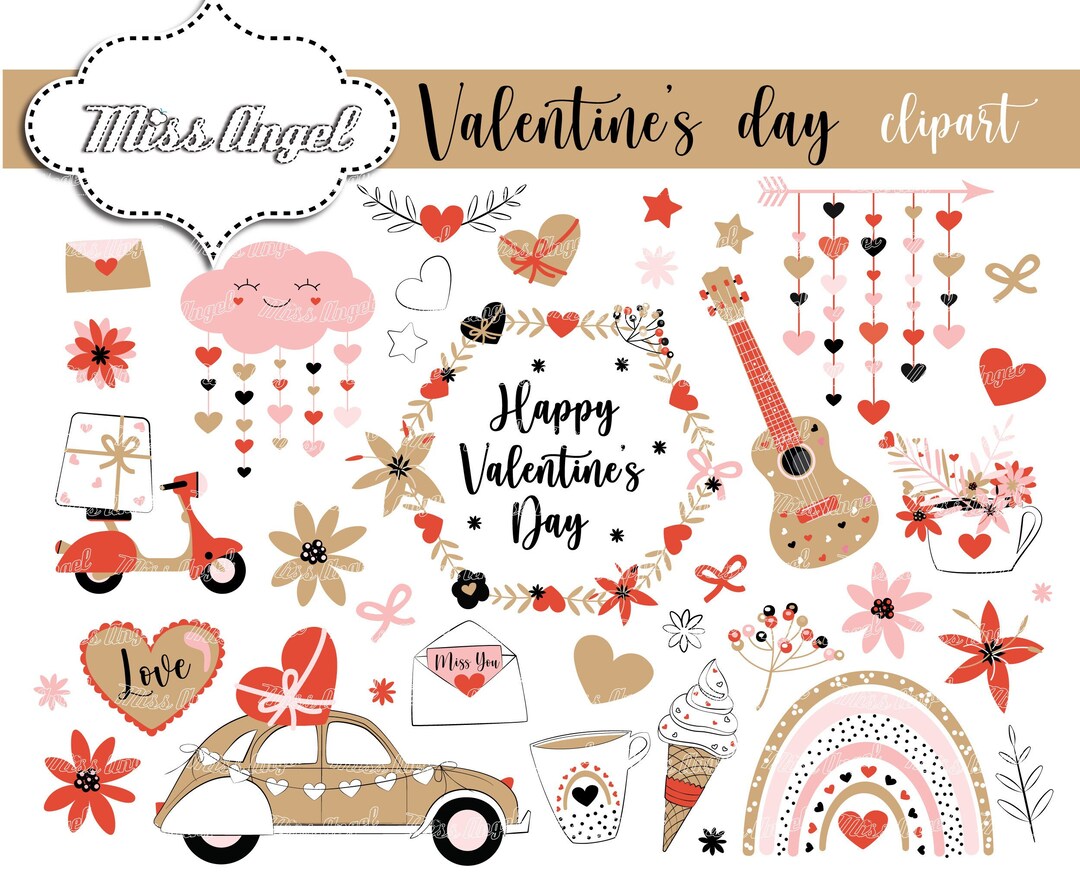Valentine's Day CLIPART Set. 37 Valentines Clipart. Digital Clip Art ...