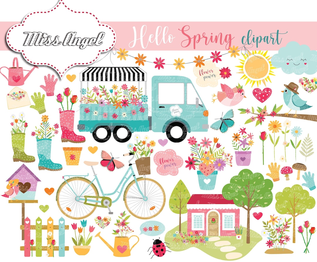 Spring Clipart Digital Set. Flowers Clipart. Small Commercial Use. PNG ...