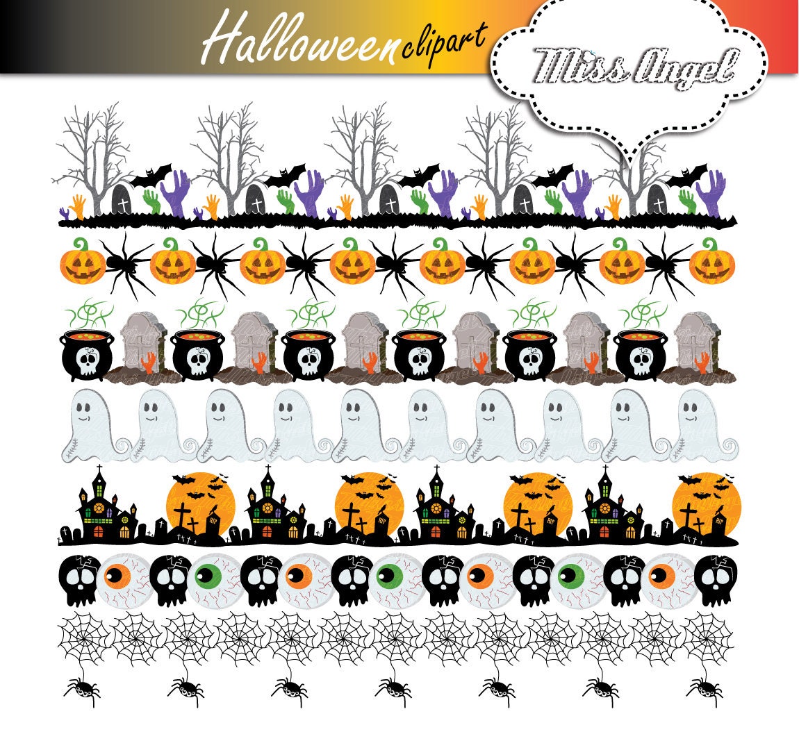 Halloween Borders Clipart. Digital Halloween Borders. Halloween Ribbons ...