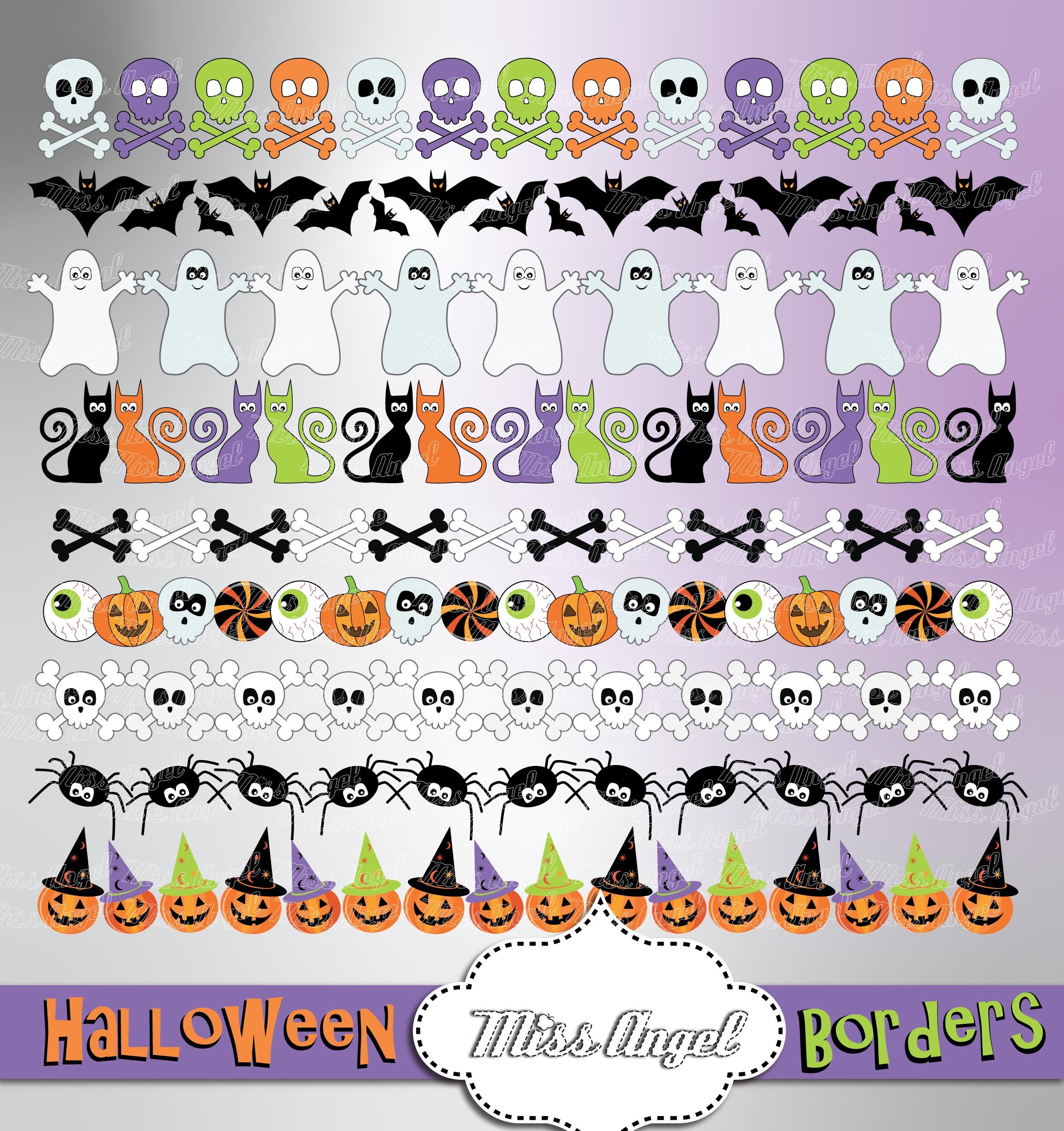 Halloween Borders Clipart. Halloween Digital Banners. Halloween Party ...