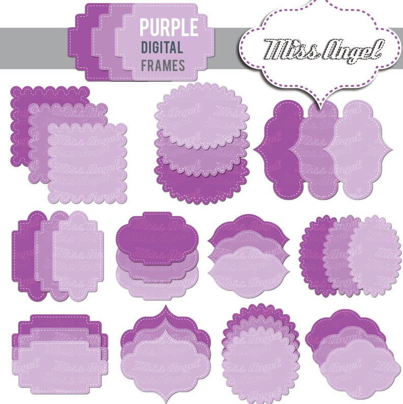 Purple Digital Frames, TAGS Clipart, 36 Digital Labels Clip Art ...