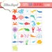 Sea Creatures Clip Art. Digital Sea Animals' Silhouettes. Printable ...