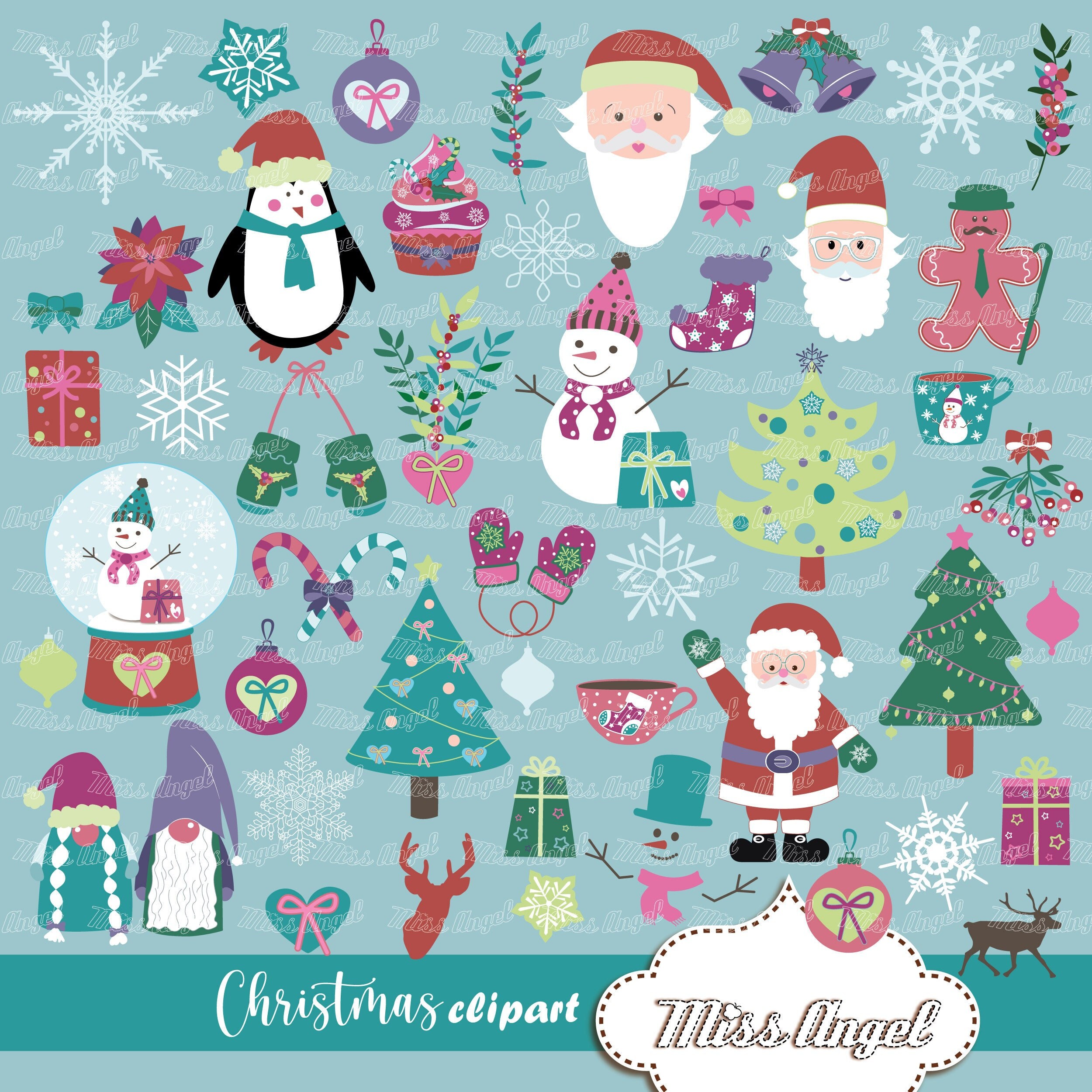 Christmas Christmas Clipart. Digital Christmas Clipart Bundle. Small ...