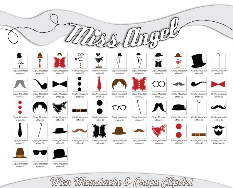 CLIPART Moustache Clipart, Mustache Clip Art. Printable Digital ...
