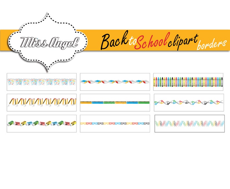 School Borders Clipart. Back to School Borders. School Supplies ...