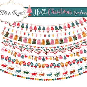 Christmas Bunting Banners Clipart. Digital Christmas Borders Clip Art ...