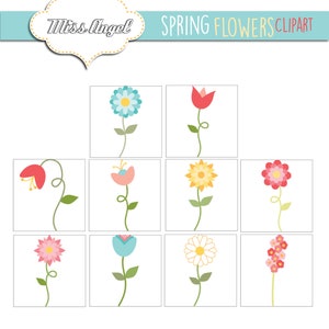 Spring Flowers CLIPART SET, 10 Digital Flowers. Clip Art Printable ...