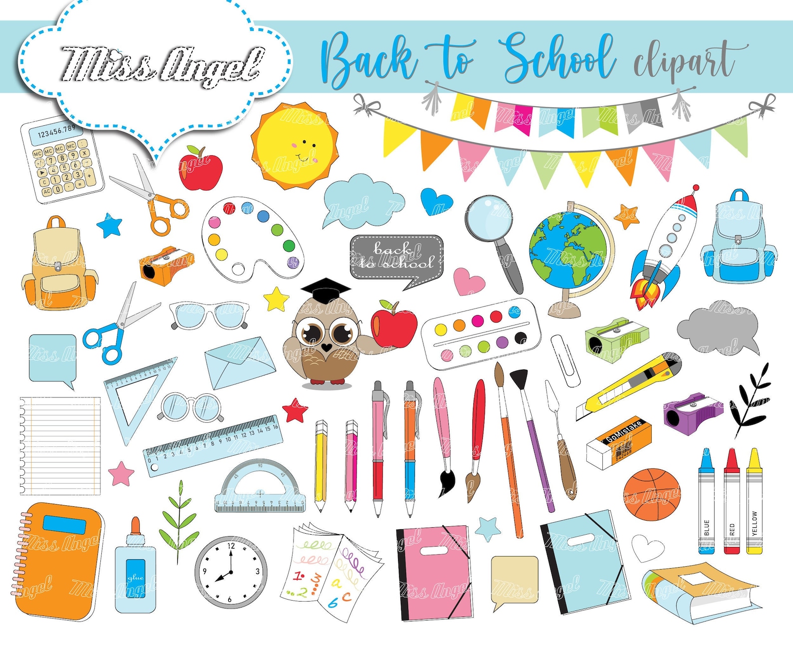 Back to School CLIPART. Teacher Clipart, Student Clipart. School Life ...
