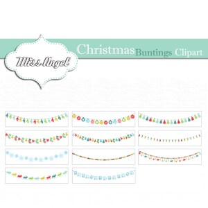 Digital Christmas Buntings Clipart. Red Green Blue. Small Commercial ...