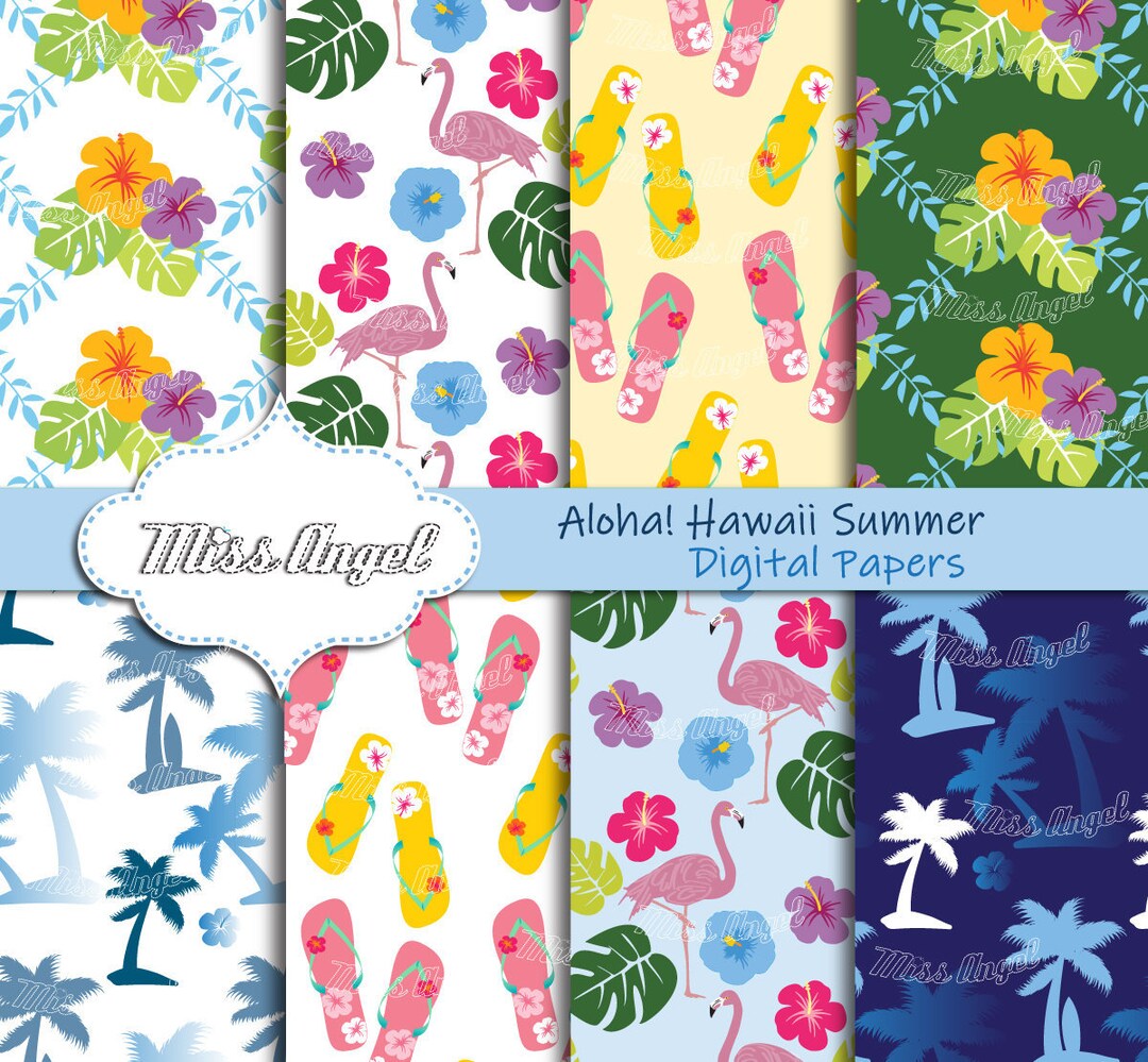 Hawaii Digital Papers. Aloha Paper Set. Hawaiian Digital Sheets ...