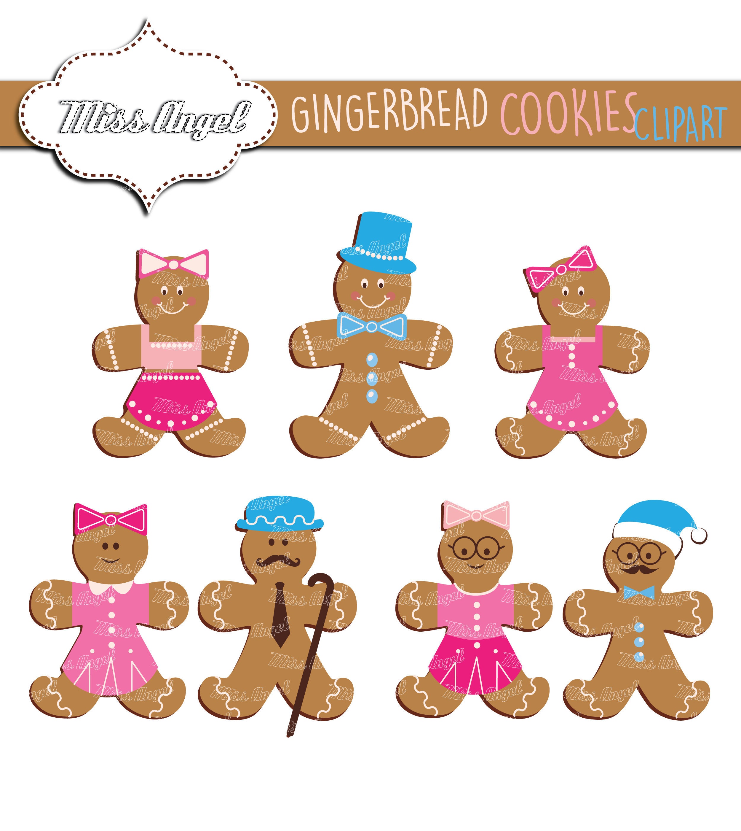 Gingerbread Cookies Clipart. Boys and Girls Ginger Bread | Etsy