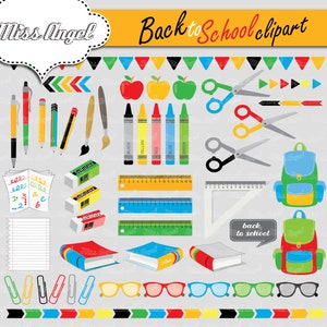 School CLIP ART. Back to School Supplies Clip Art. School Stationary ...