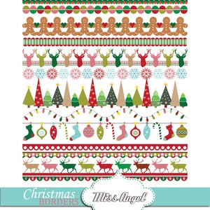 Christmas Borders, Bunting Banners Clip Art. Christmas Ribbons. Small ...
