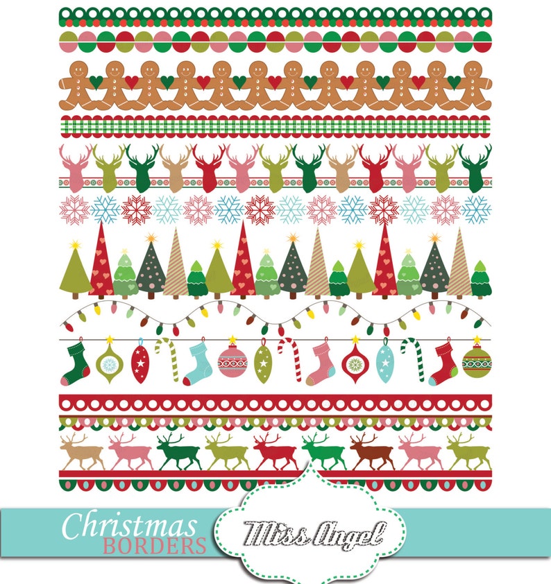 Christmas Borders, Bunting Banners Clip Art. Christmas Ribbons. Small ...