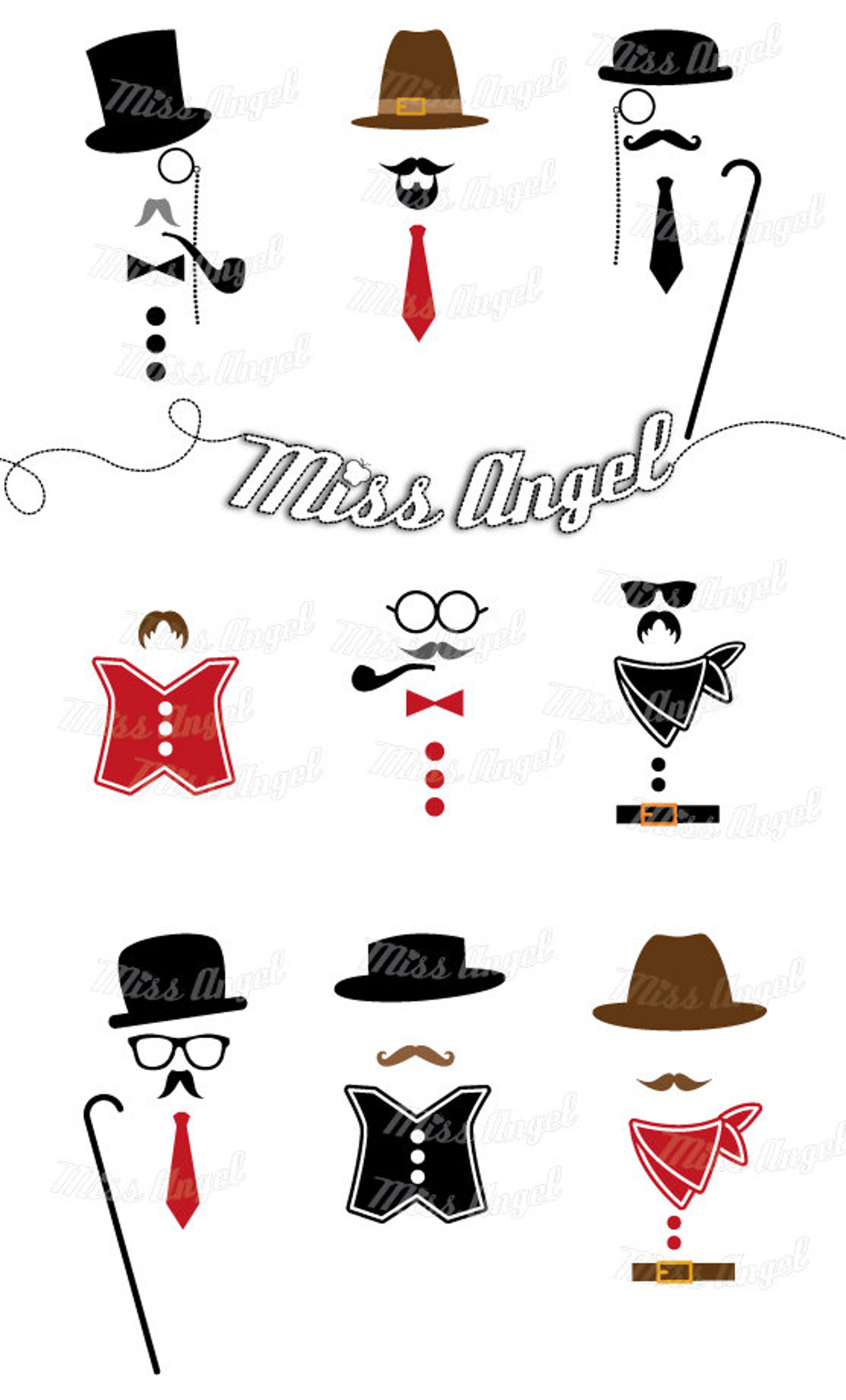 CLIPART Moustache Clipart, Mustache Clip Art. Printable Digital ...
