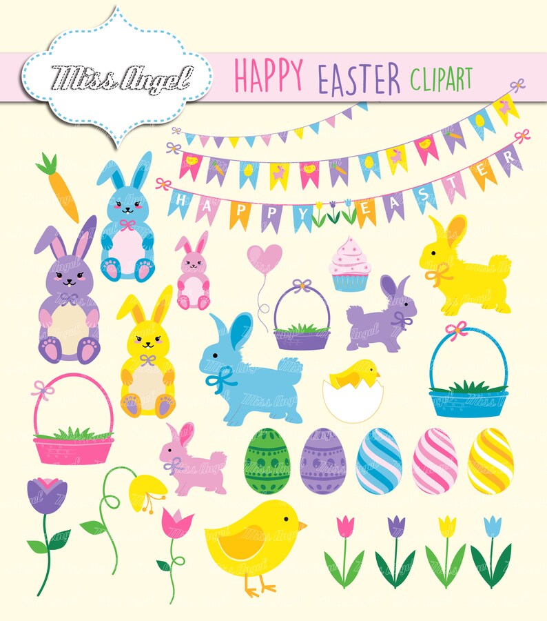 Easter Clipart Bundle. Clip Art. Happy Easter Clip Art. Easter Bunny ...