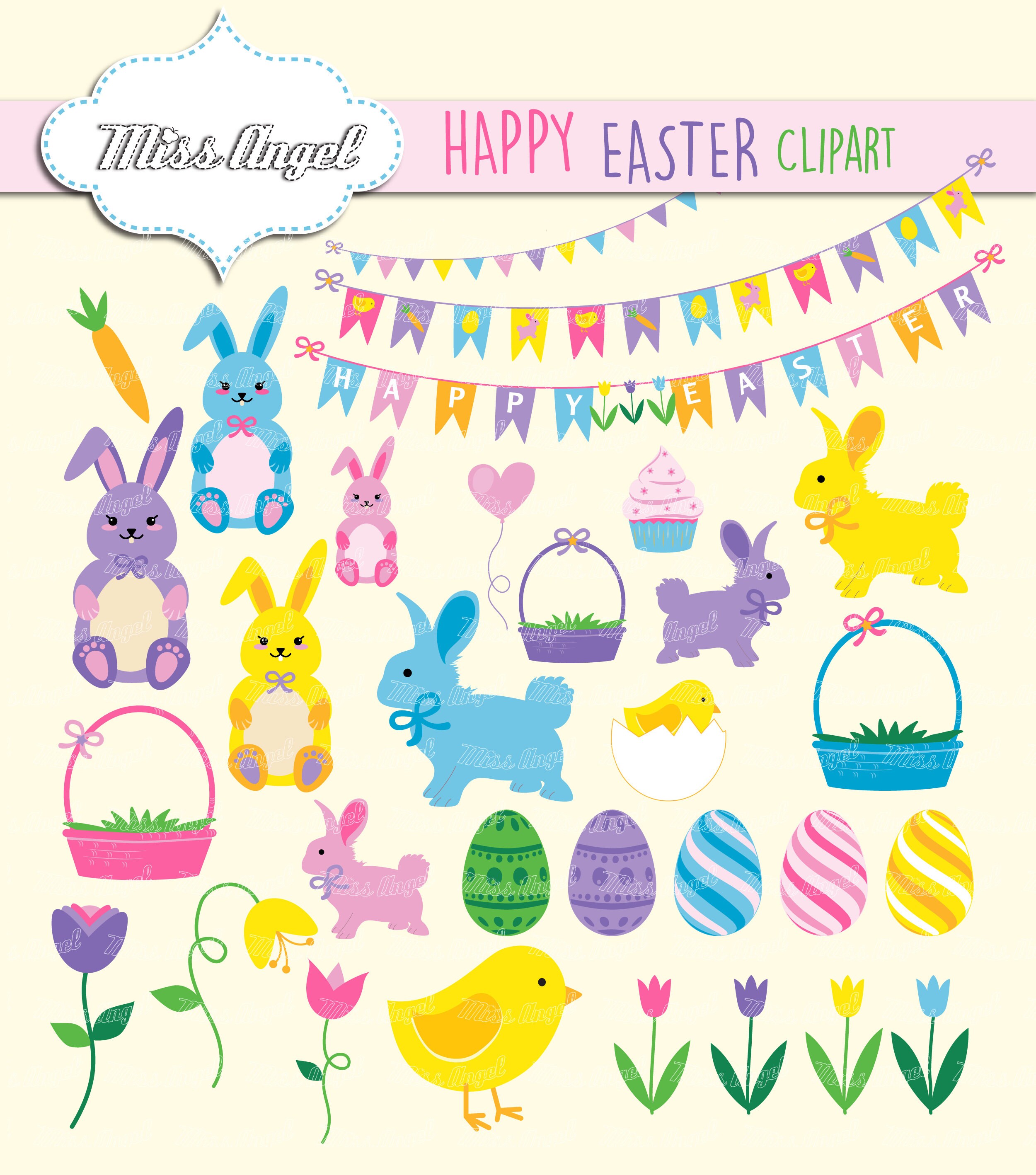 Easter Clipart Bundle. Clip Art. Happy Easter Clip Art. Easter Bunny ...