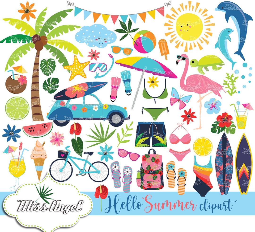 Summer Clipart Bundle. Beach Party Clipart. Small Commercial Use. PNG ...