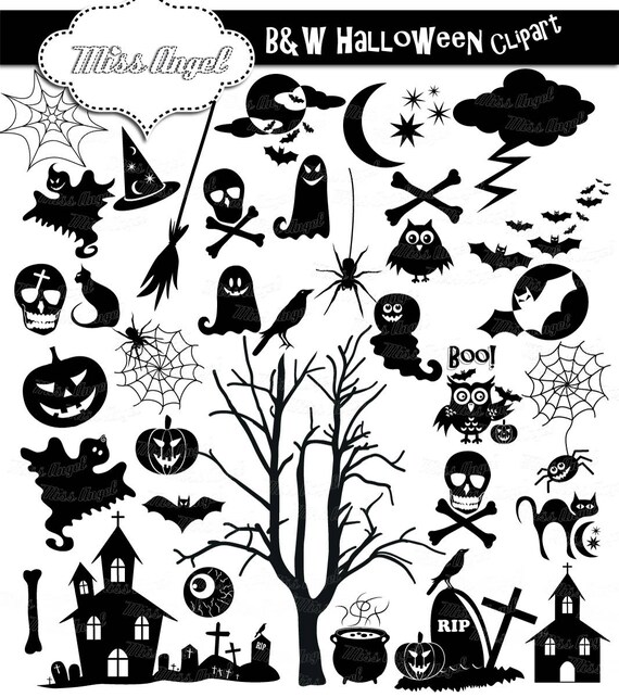Black And White Halloween Clip Art