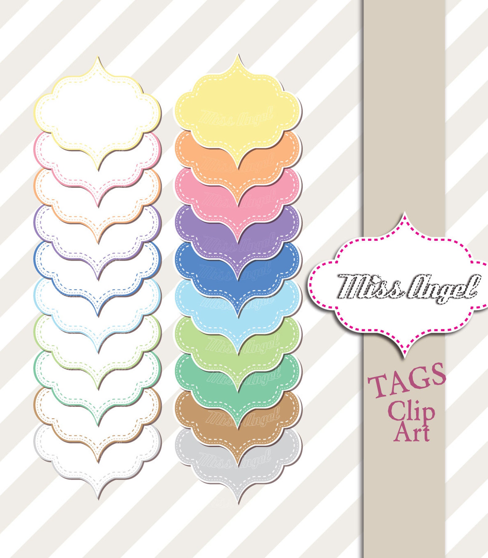 TAGS Clipart, 20 Digital Labels Clip Art. Printable Frames Digital Tags ...