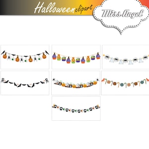 Halloween Bunting Banners Clipart. Cute Halloween Borders Clip Art ...