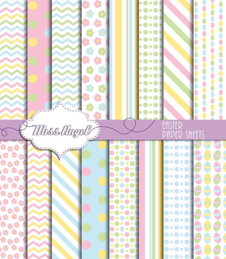 Easter Digital Papers. Printable Pastel Papers. 16 Easter Patterns 12 ...