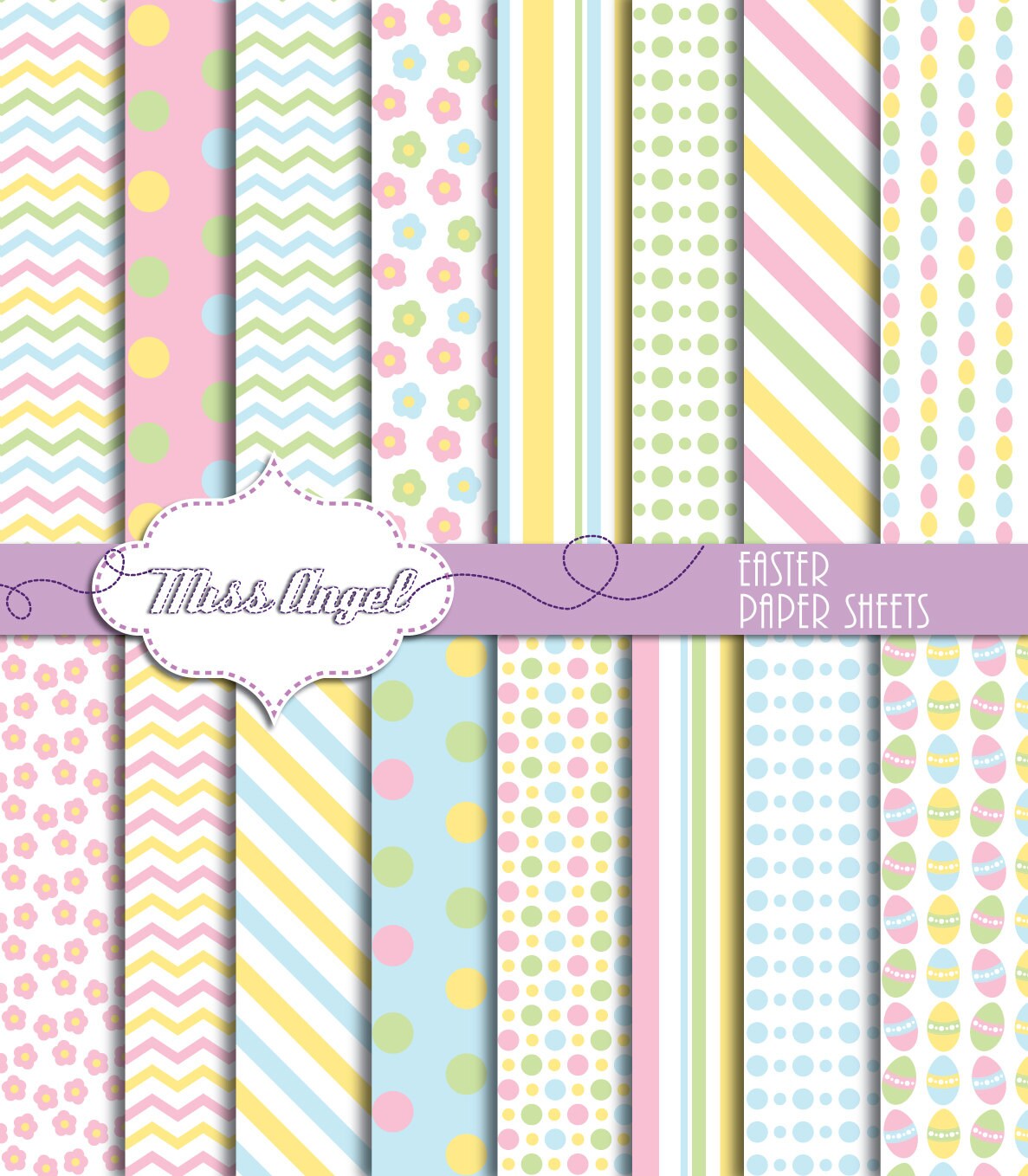 Easter Digital Papers. Printable Pastel Papers. 16 Easter Patterns 12 ...