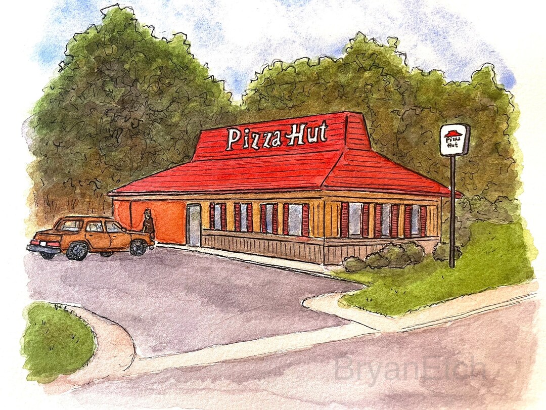 Pizza Hut Watercolor Art Print - 8x10" - Etsy