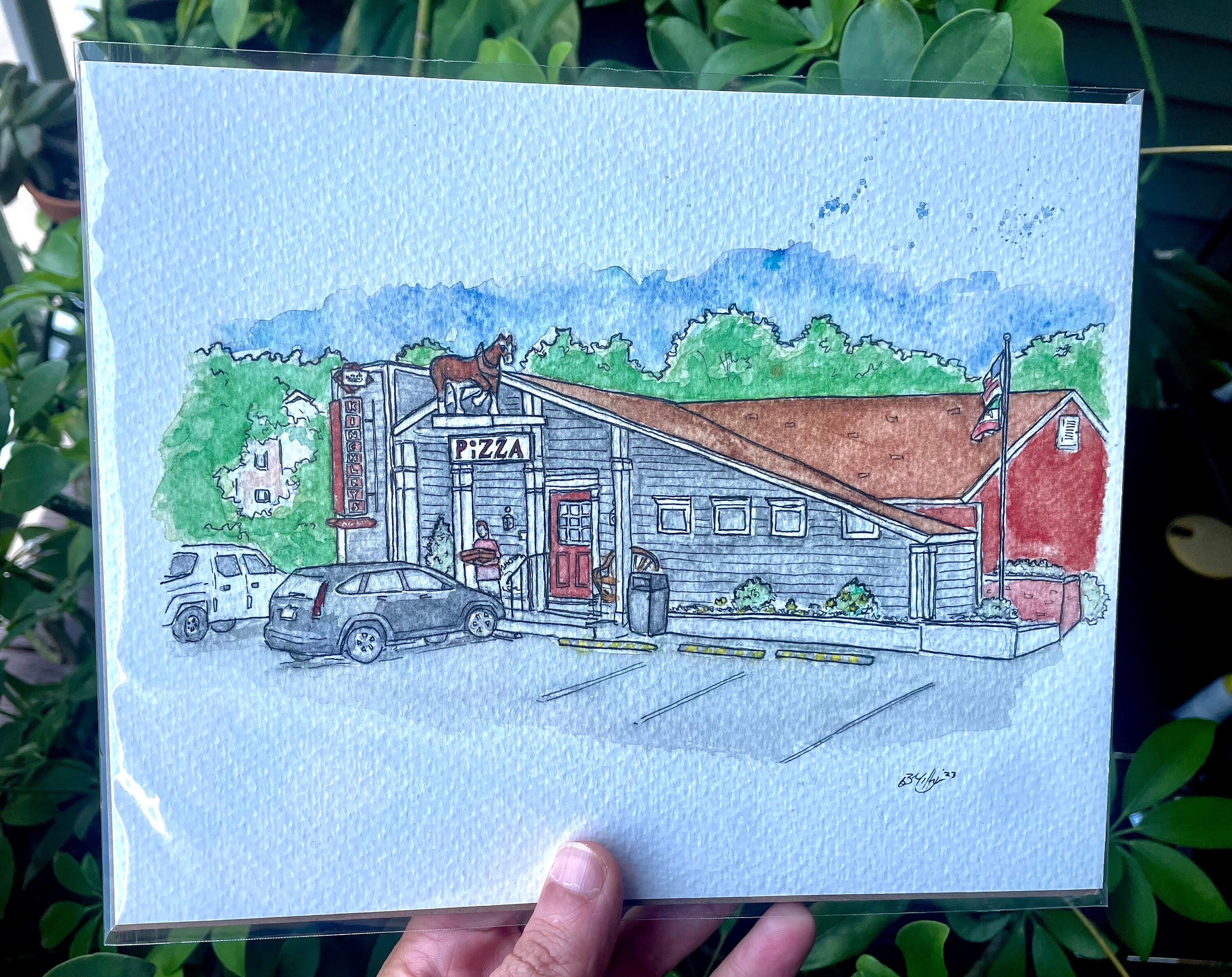 Kinchley's Tavern Pizza Ramsey NJ - 8x10" Watercolor Pizzeria Art Print ...
