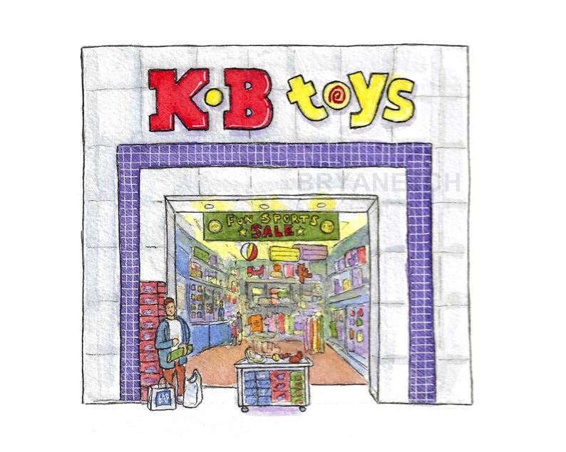KB Toys- 8x10” Art Print by Bryan Etch - Nostalgic Mall Toy Store ...