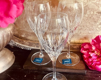 Mikasa Dune Grass Cut Pattern Crystal Wine Glasses Set of 10, 1980s ...