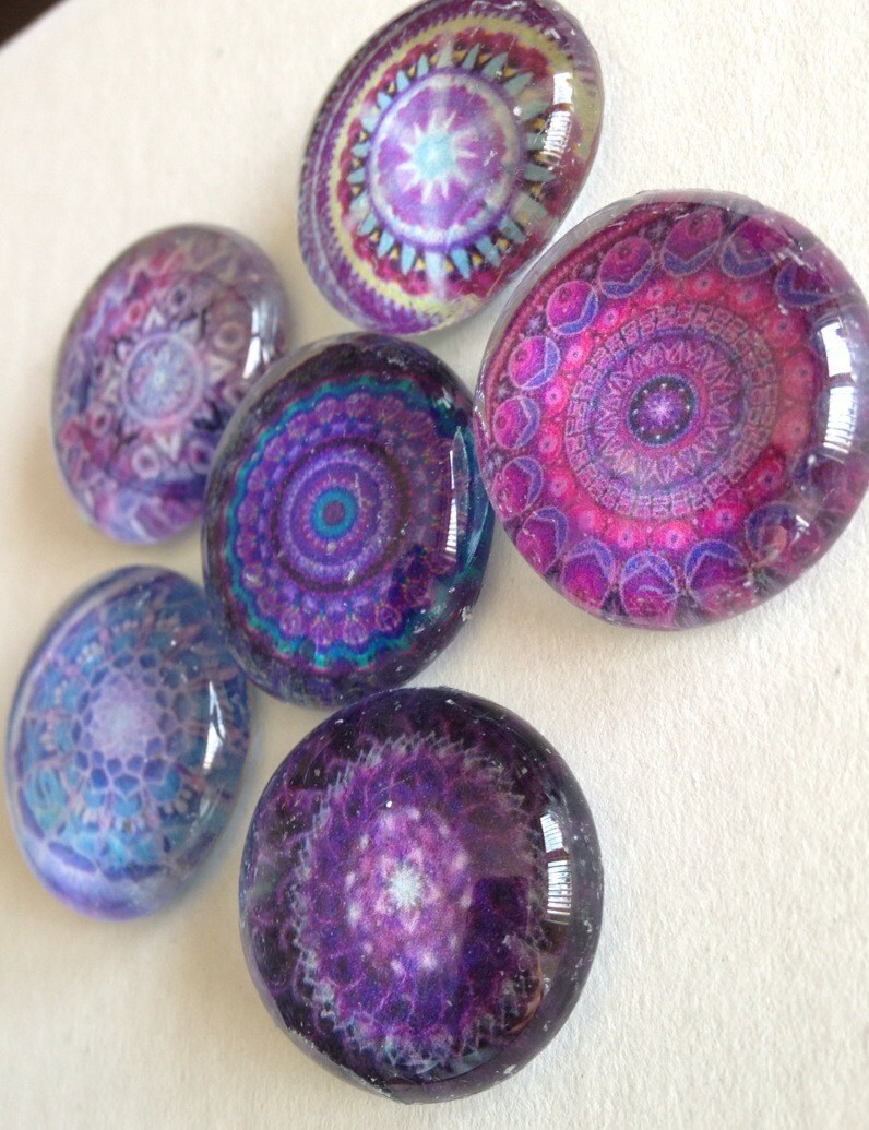Purple Mandela Glass Fridge Magnets. Refrgerator Magnets Set - Etsy