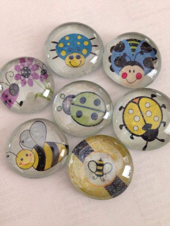 Ladybug and Bumblebee Glass Magnet Set. Ladybug Magnet - Etsy